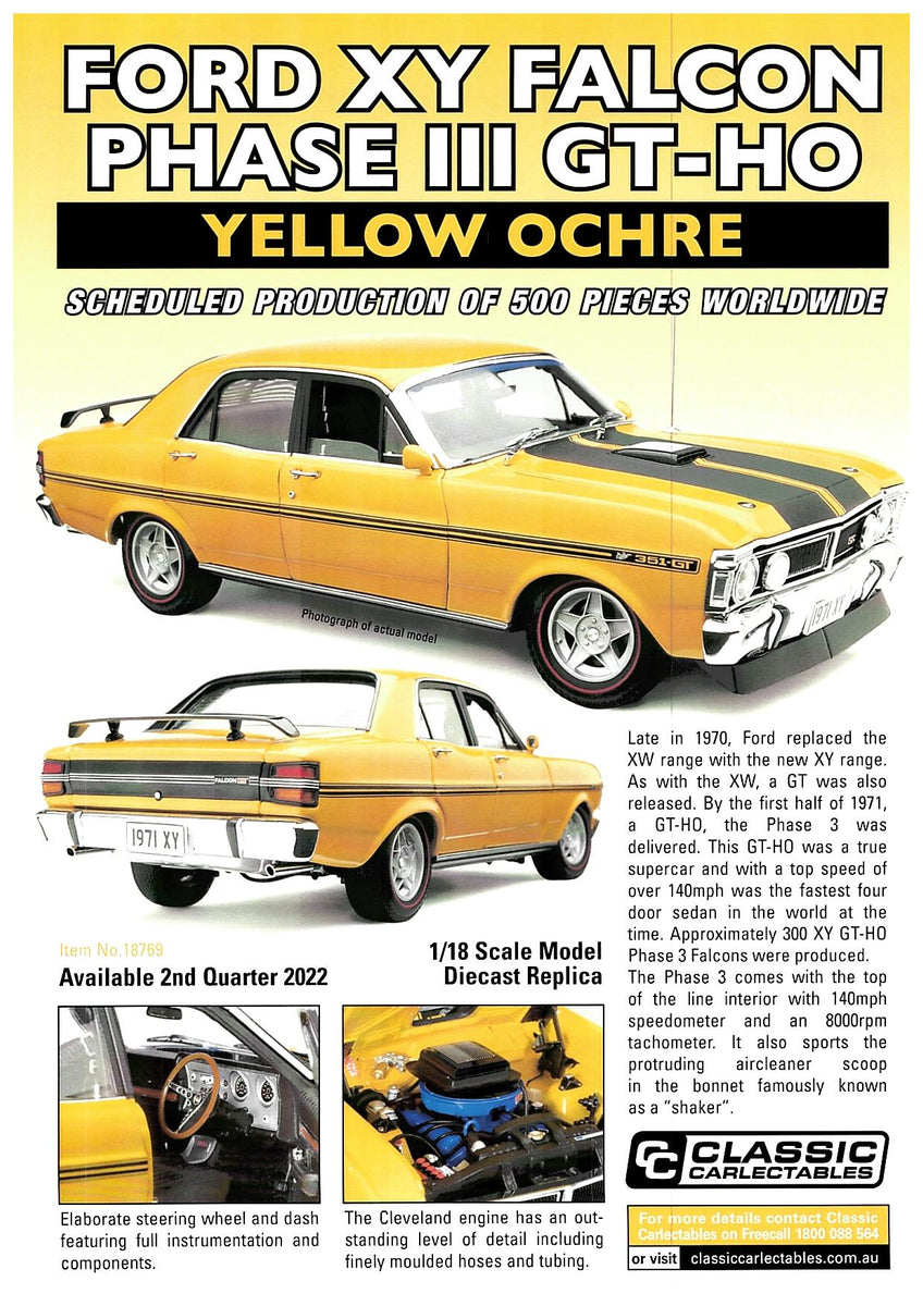 1:18 Ford Falcon XY Falcon Phase 3 GT-HO Yellow Ochre – Exclusive ...