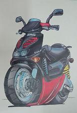 Cartoon Aprilia SR50 Racing Tetsuya Automotive A3 Poster – Exclusive ...